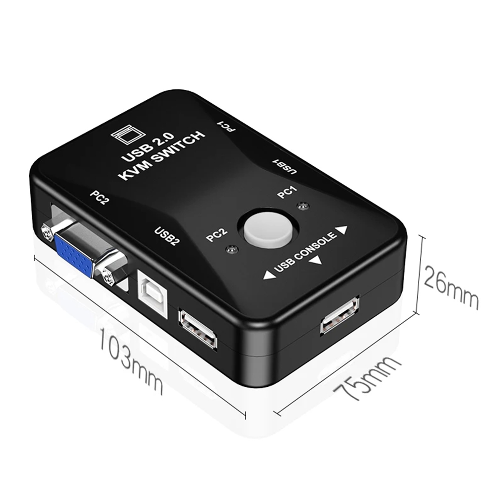 USB 2.0 KVM Mouse Switcher Keyboard VGA Splitter Box Sharing Switch USB ...