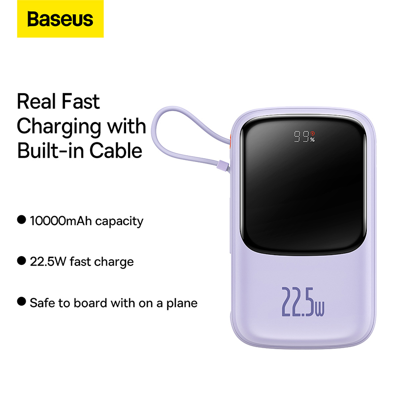 Baseus 10000mAh ชาร์จเร็ว พาวเวอร์แบ้งค์ with Built-in Cable 22.5W LED Digital Display Powerbank ...