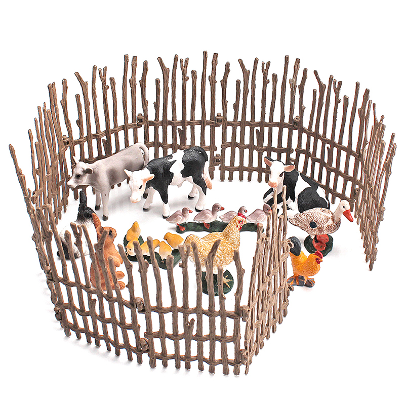 DIY Kids Toys Simulation Animals Farm Poultry Fence Models Pasture Zoo ...