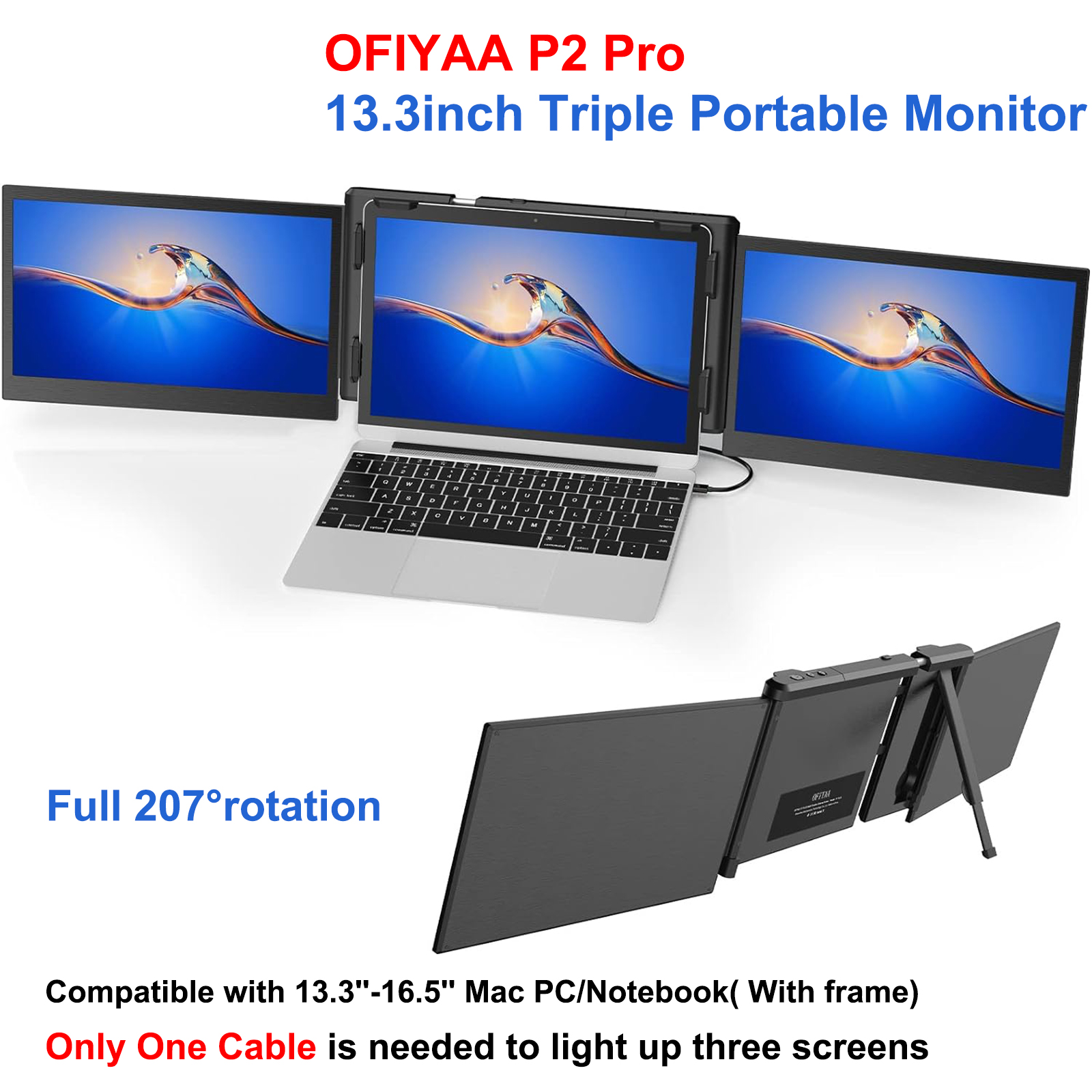 [tr6y54piy] OFIYAA P2 PRO 13.3" Triple Portable Monitor for Laptop ...
