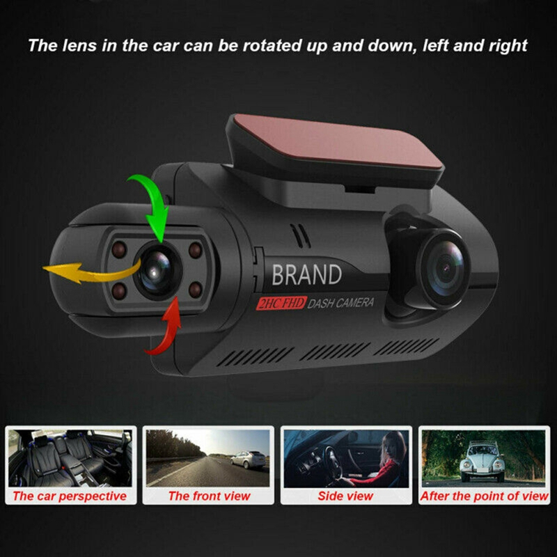 Dual Lens Dash Cam Car DVR Front and Inside Camera Video Driving ...