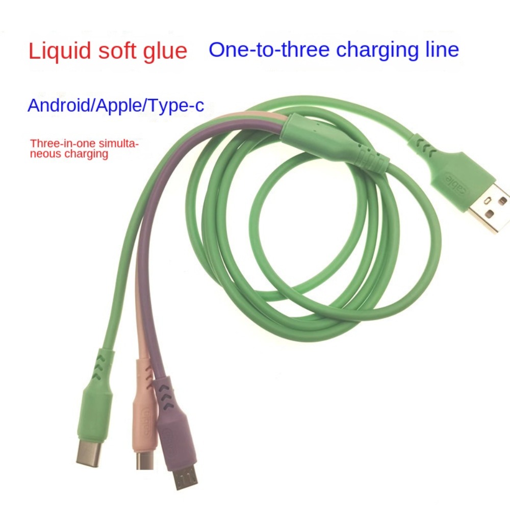 Usb Silicone Wire Micro USB/ Type C/IOS 3 in Data Cable Multi Head Fast ...