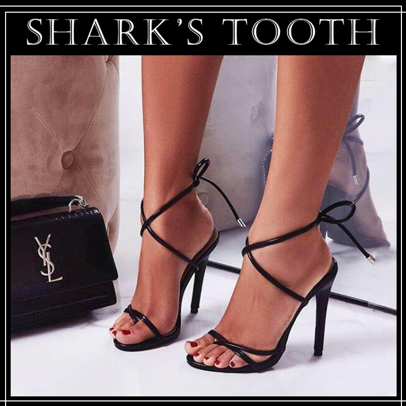 Shark's tooth High-heeled sandals women's European and American new ...