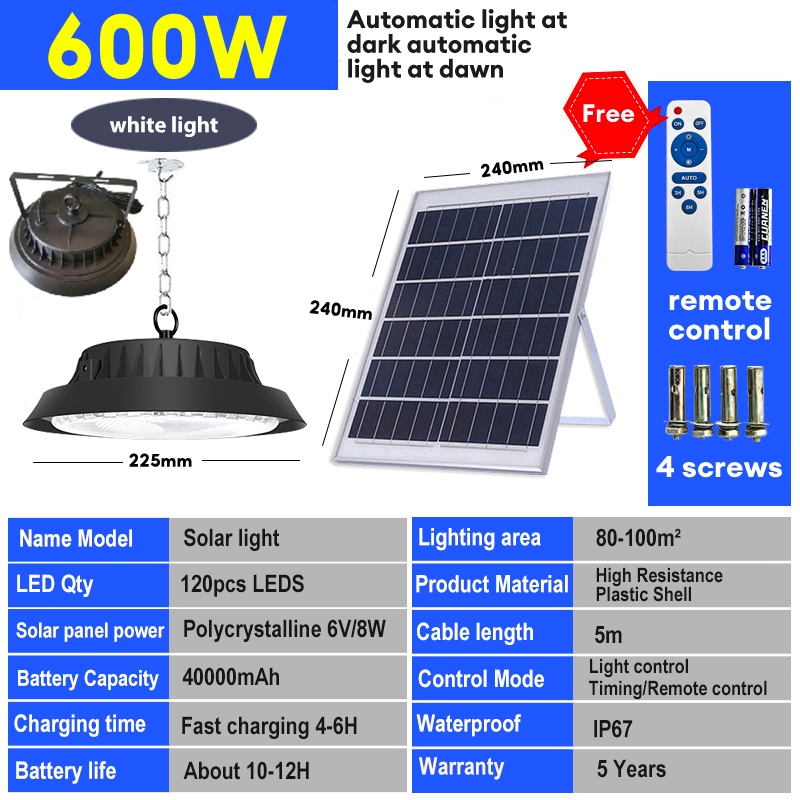 Solar Pendant Light 1000W Solar Light Industrial Chandelier High Bay ...