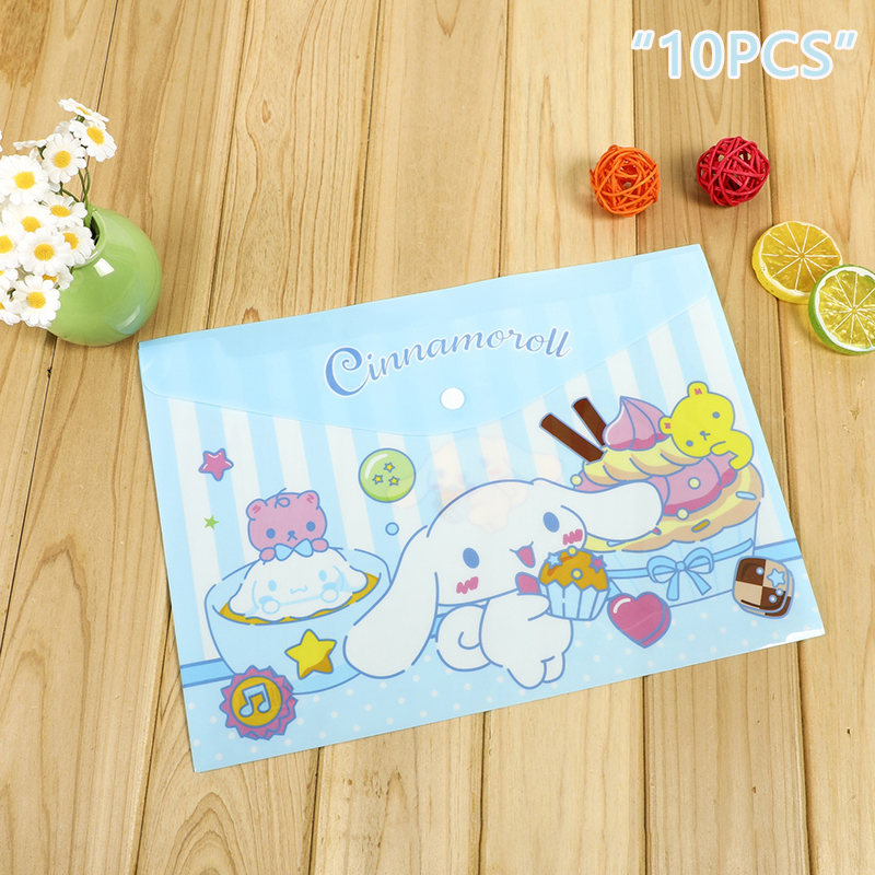 10PCS Sanrio Hello Kitty Kuromi Cartoon A4 Document Bag Thickened Snap ...