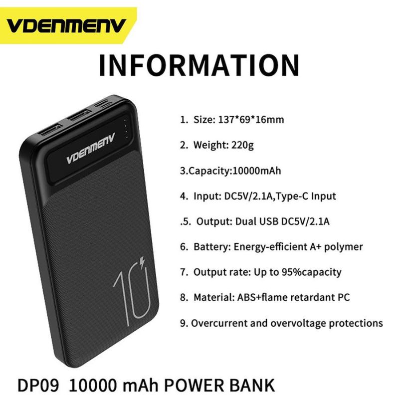 Denmen Power Bank DP09 2USB 2.1A 10000mah Denmen DP09 10000mAh Portable Powerbank | Daraz.lk
