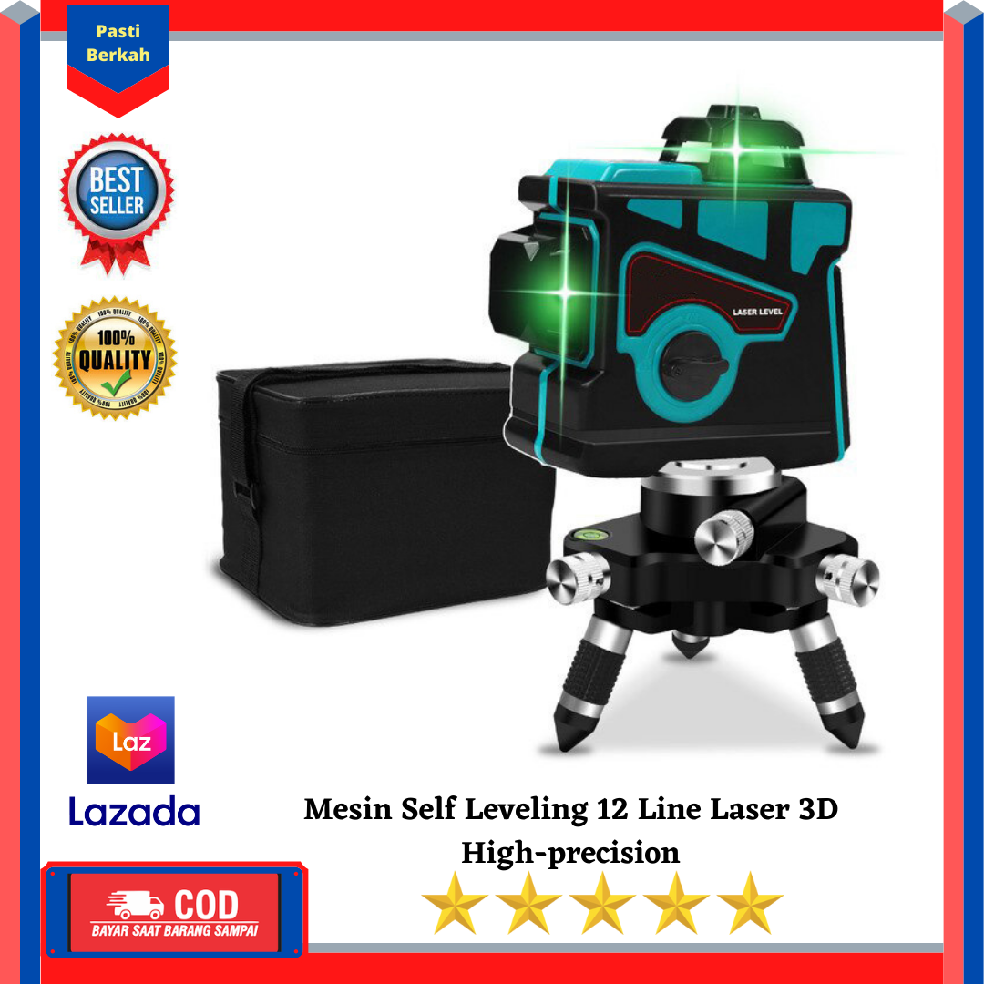 Laser Level 12 Lines/3D-Mesin Pengukur Rata Laser 12 Garis Putaran ...