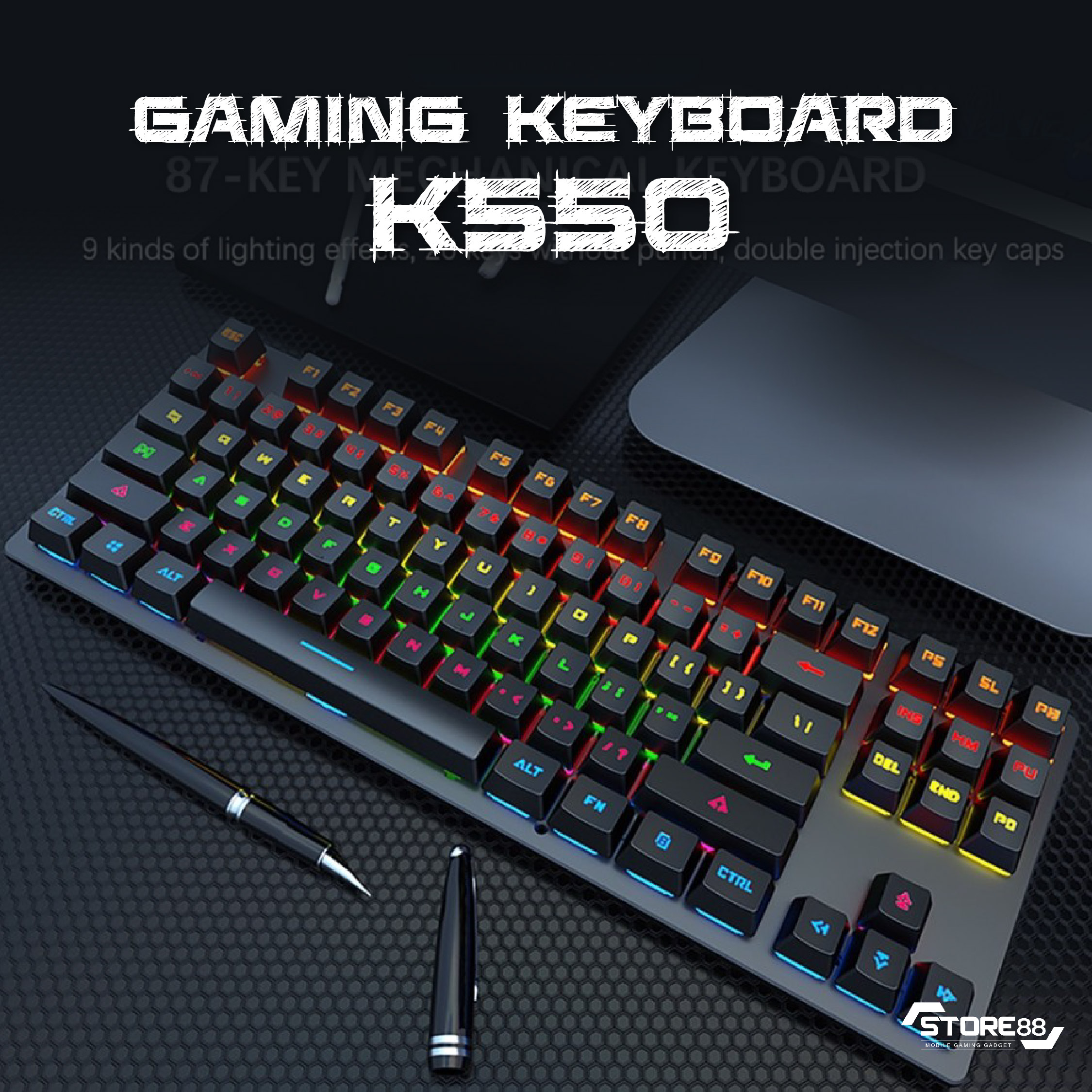 keyboard Leaven K550 (G7_118) คีย์บอร์ดเกม mechanical switch 87คีย์ Gaming keyboard Office ...