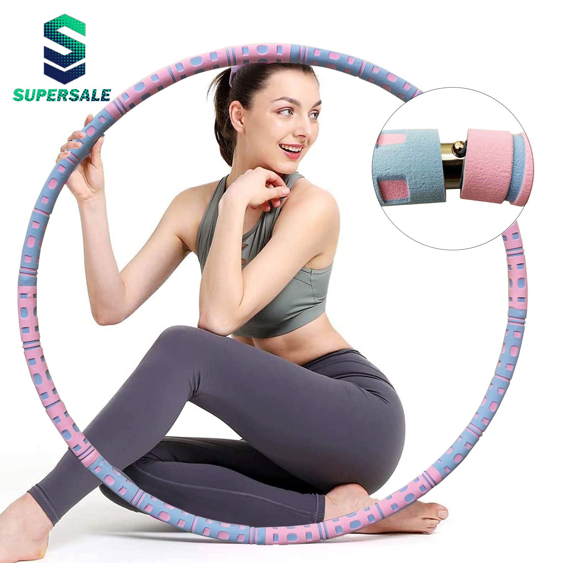 Super Sale FH-94cm Weighted Hula Hoop for Adults Folding Fitness ...
