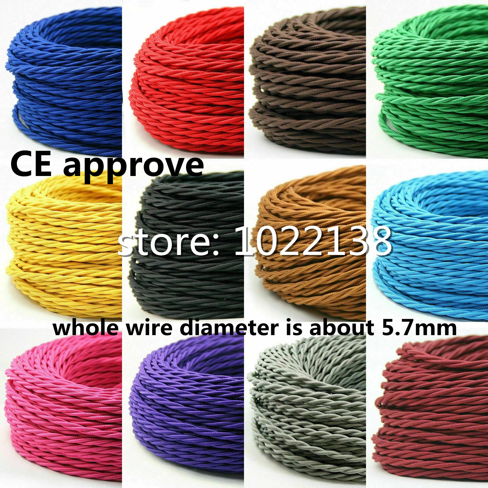 【TopazTrove】2m 3m 5m 10m 2 Core 0.75 Vintage Twisted Cable Retro ...