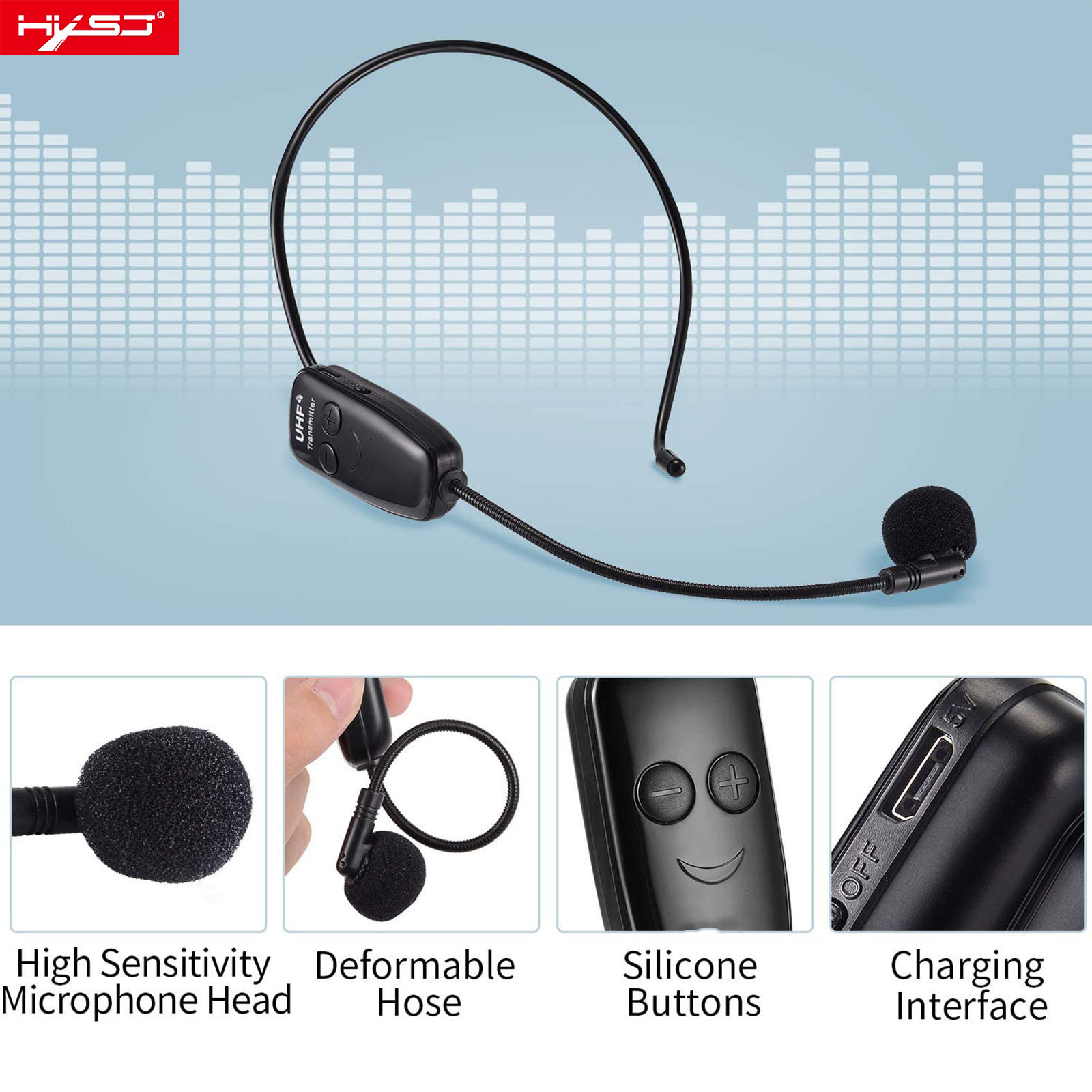 U12A UHF Wireless Microphone Head mounted Voice Amplifier Mic Speaker ...