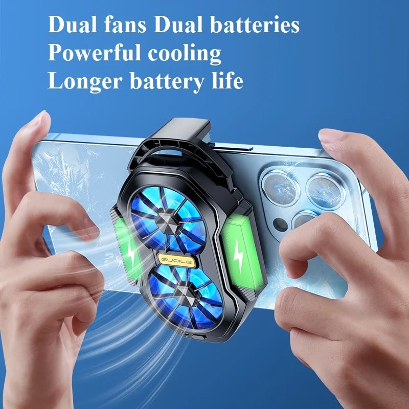 FS01 Dual Fan Rechargeable Mobile Phone Cooler, Long Lasting, Stronger ...