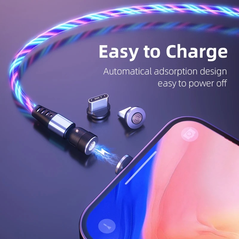 Aweisuan High Quality LED Flowing Light Charging Magnetic USB Cord Glow ...