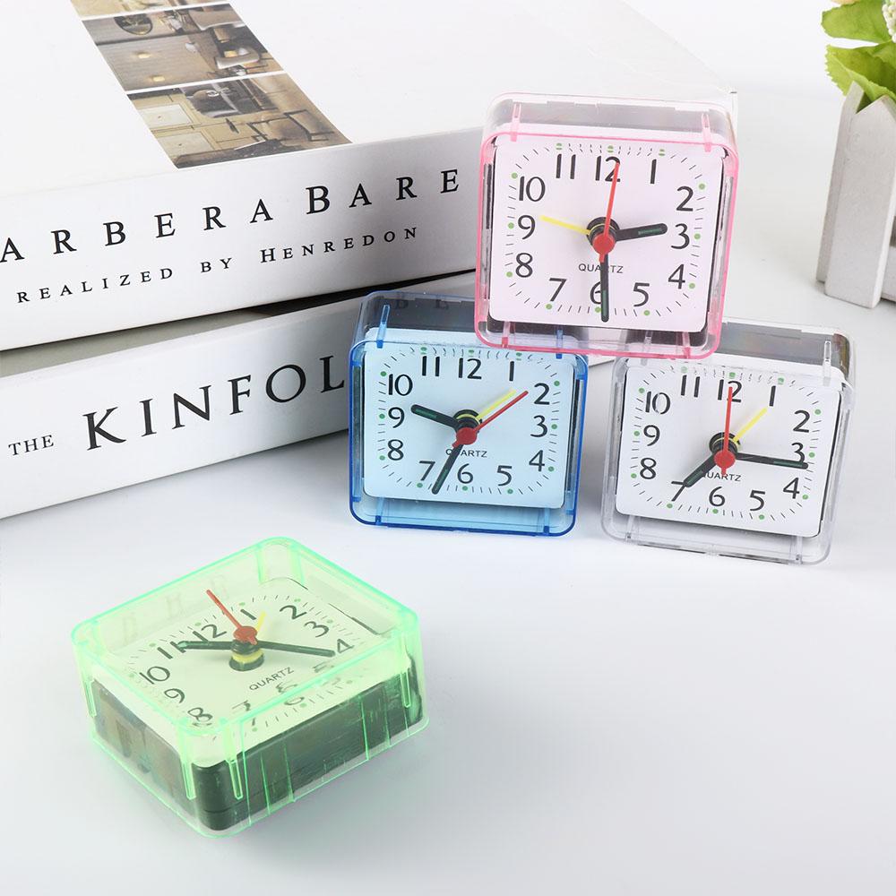 Creative Mute Square Alarm Clock Candy Color Transparent Mini Table ...
