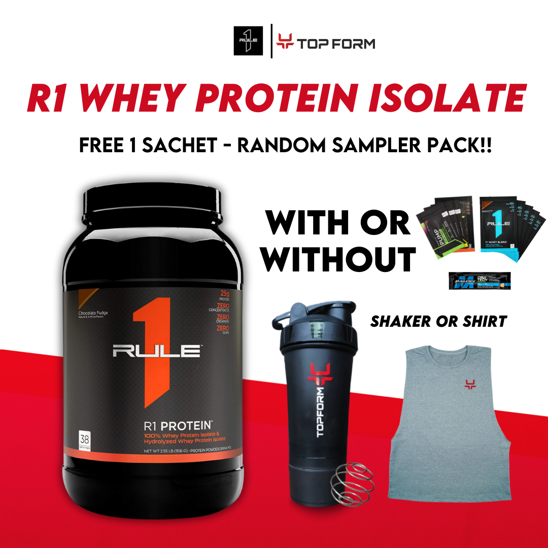 Rule 1 Whey Protein Isolate, R1 Whey Protein Powder Isolate, 2.1 lbs ...