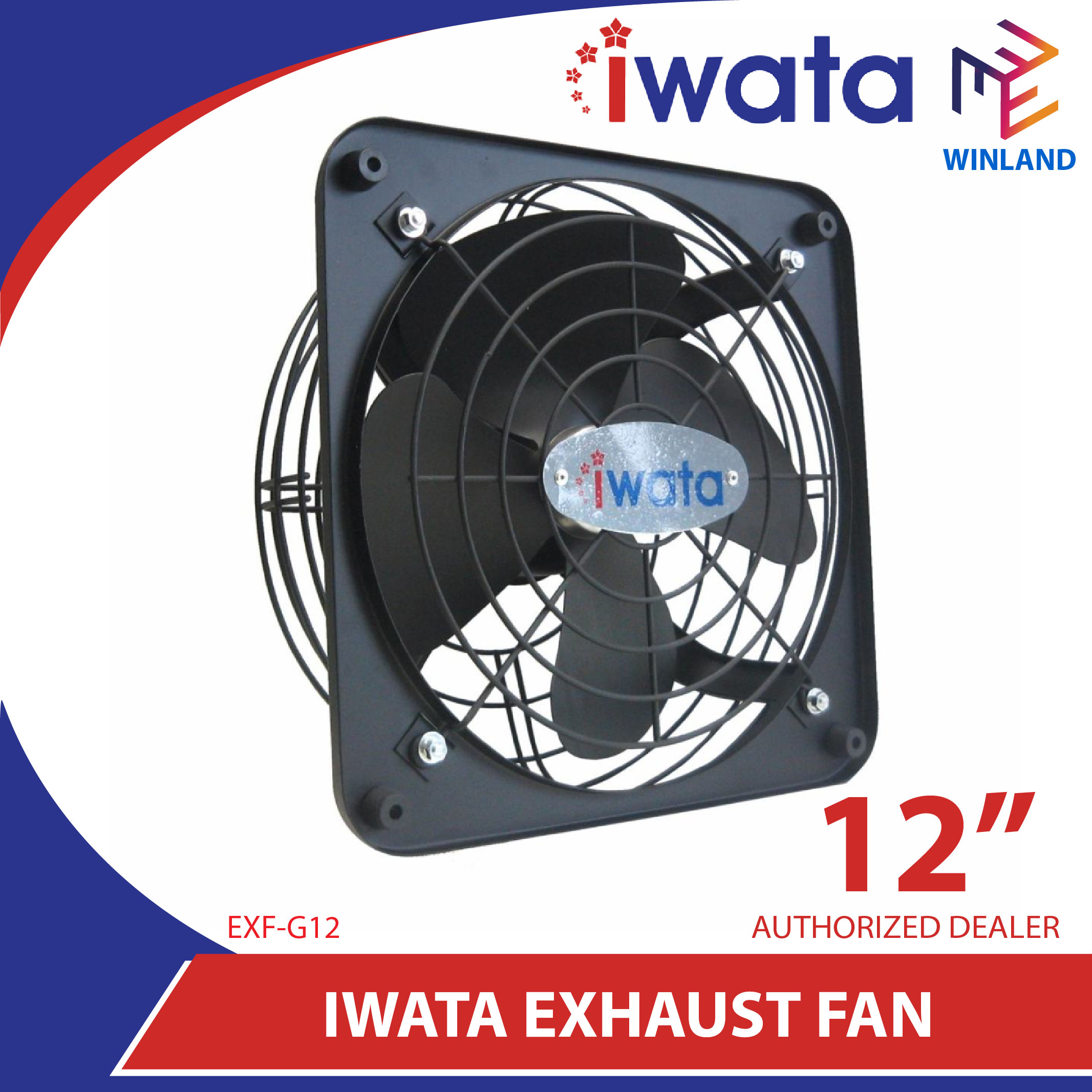 IWATA by Winland Tornado Grille EXF-G12 Wall Mounted Exhaust Fan 12 ...