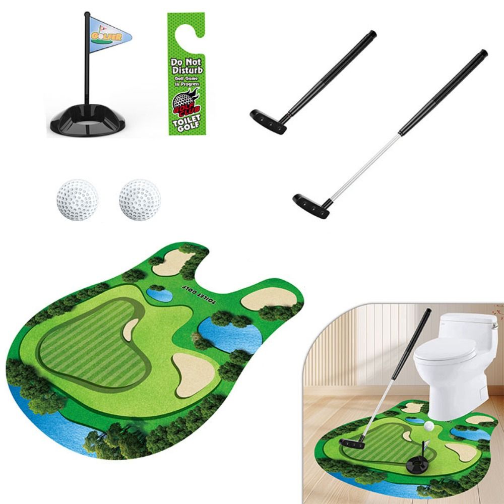 Indoor Leisure Game Mini Toilet Golf Game Creative Green Felt Golf ...