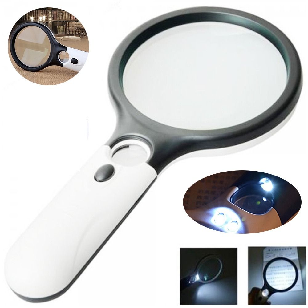 Portable LED Light Handheld Magnifier Lens Loupe Magnifying Glass 30X ...