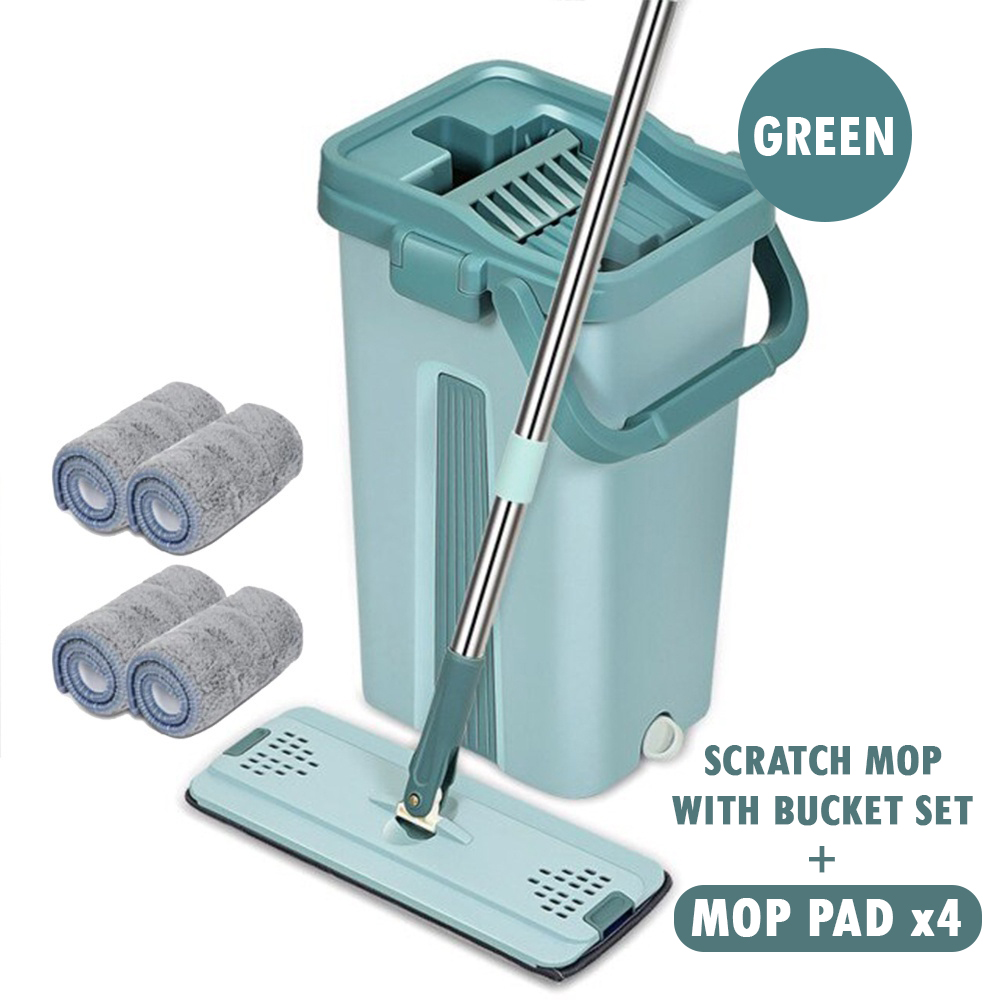 New Slim Scratch Mop Self-Wash And Squeeze Dry Flat Mop With Bucket Magic Mop / Mop Lantai | Lazada