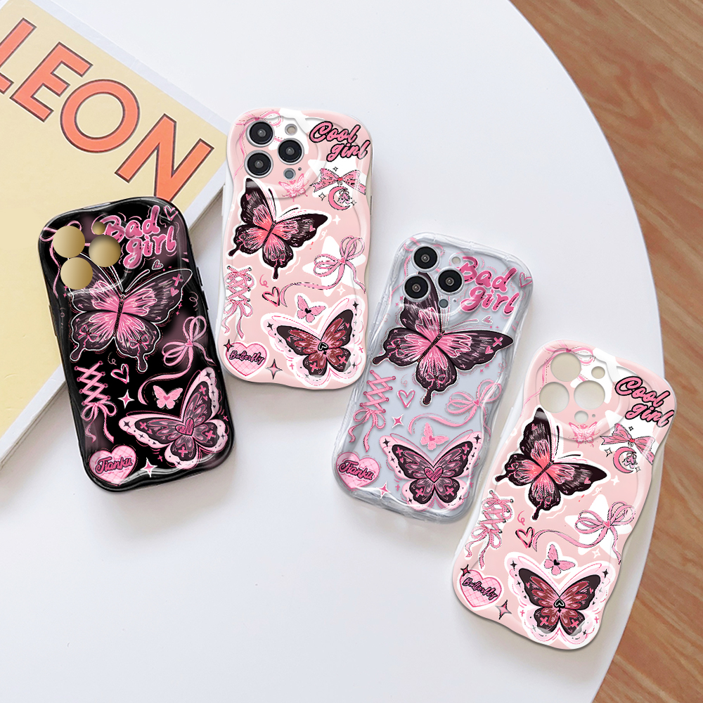 YYDS for OPPO F19 Pro A94 Back Cover Butterfly Case Cream Texture Wavy ...