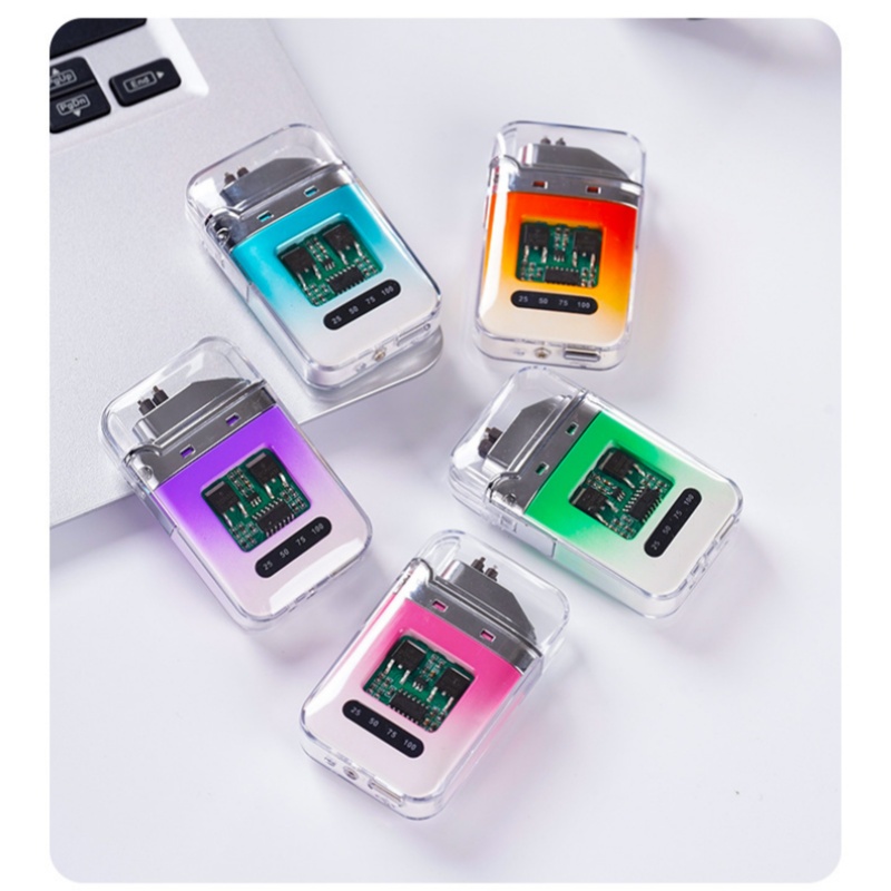 Transparent Electronic Pulse Windproof Dual Arc Charging Cool Color ...