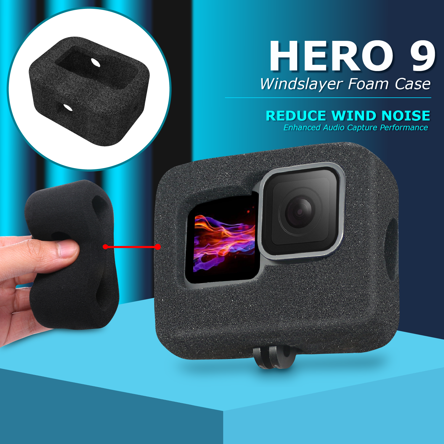 GoPro Hero 9 10 11 Sponge Foam Case Cover Windshield Wind Noise ...