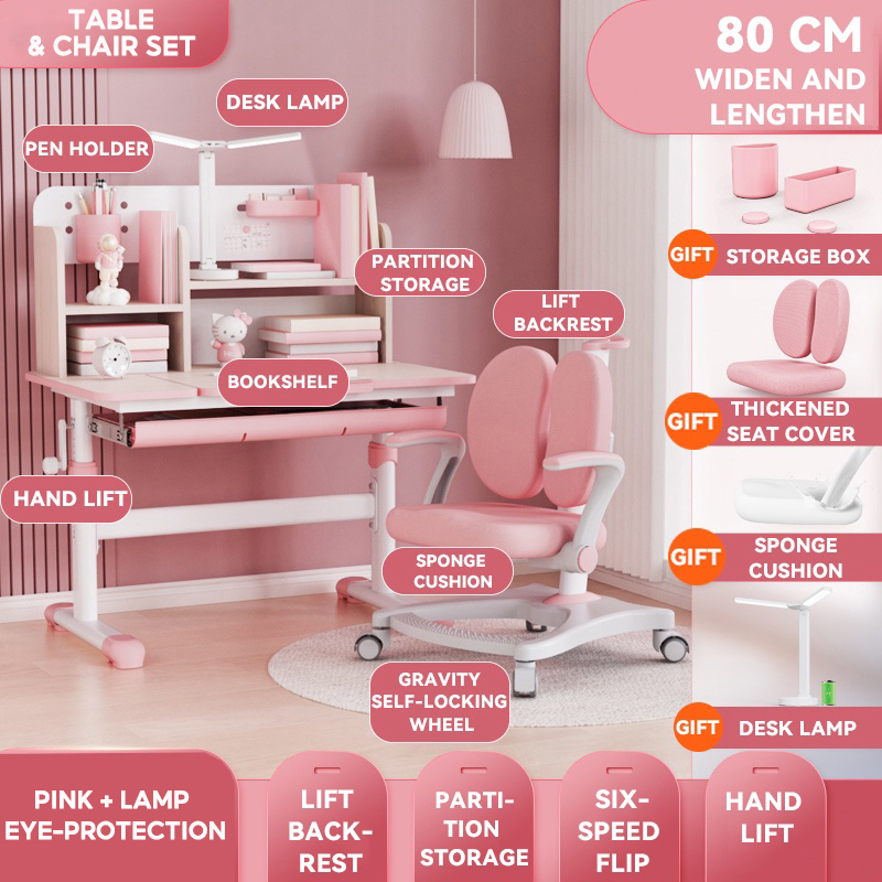 Kids Study Table Ergonomic Children Kids Table and Chair Set, Height ...