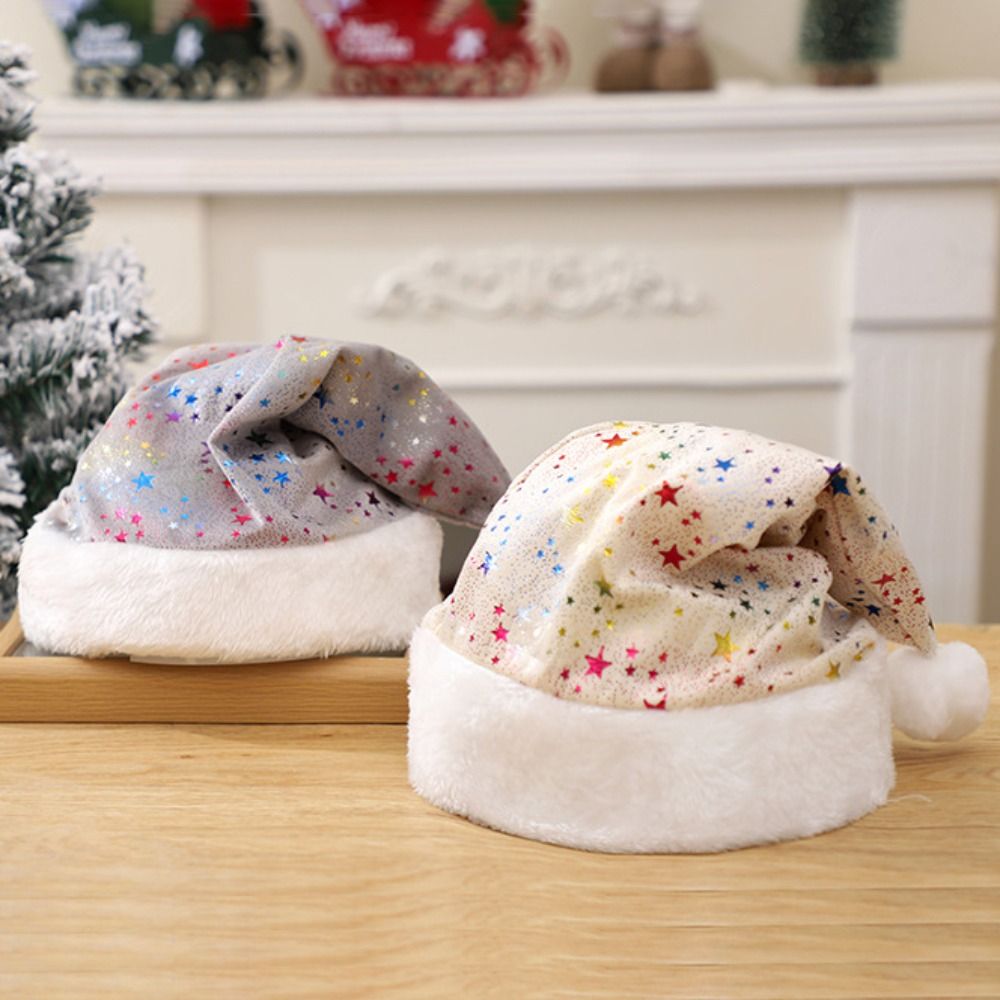 2025 Luminous Santa Hat Long Plush Star Christmas Hat Headdress Xmas ...