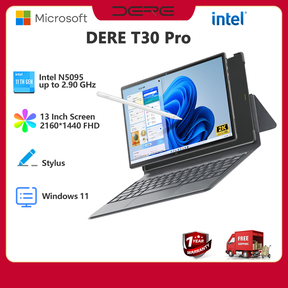 【New Arrival 2022】DERE T30 PRO 2-in-1 Laptop 13 inch 2K IPS Touch Screen Tablet PC/Magic ...