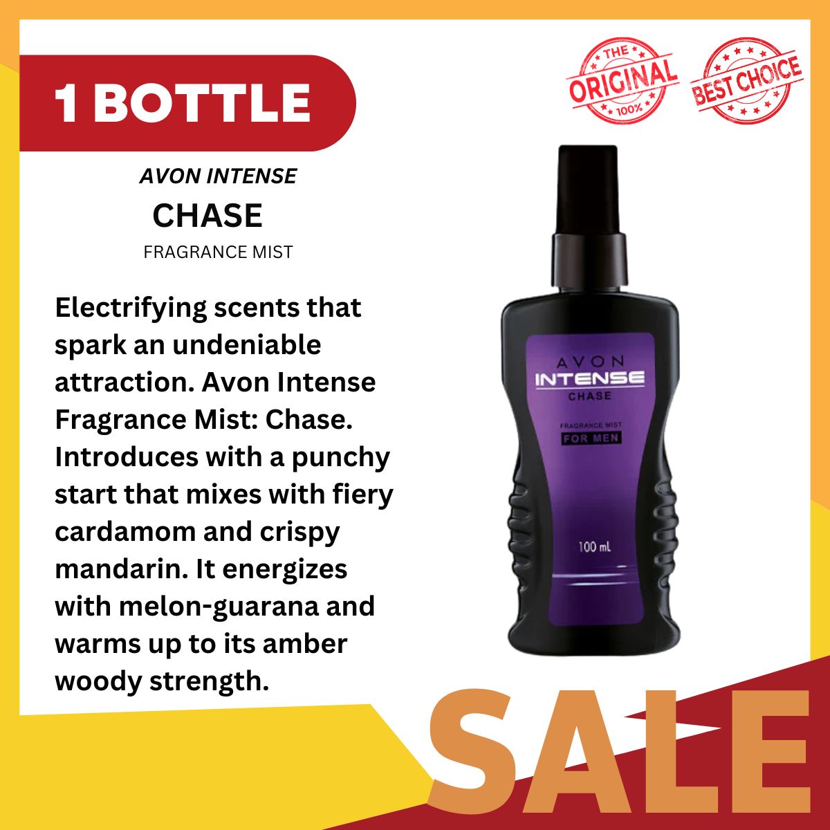 AVON Intense CHASE Fragrance Mist for men 100 ml ( 1 BOTTLE ) | Lazada PH