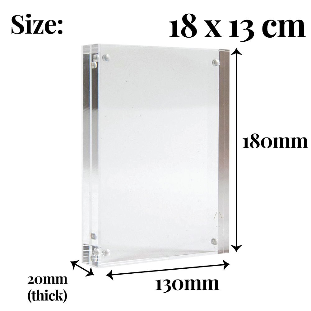 Acrylic Photo Picture Magnet Frame Freestanding Clear Acrylic Magnetic ...
