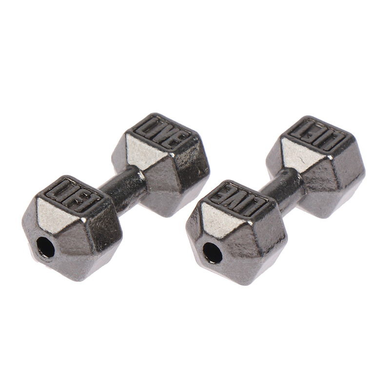 2Pcs 1/12 Dollhouse Miniature Barbell Dumbbells Fitness Weights Gym ...