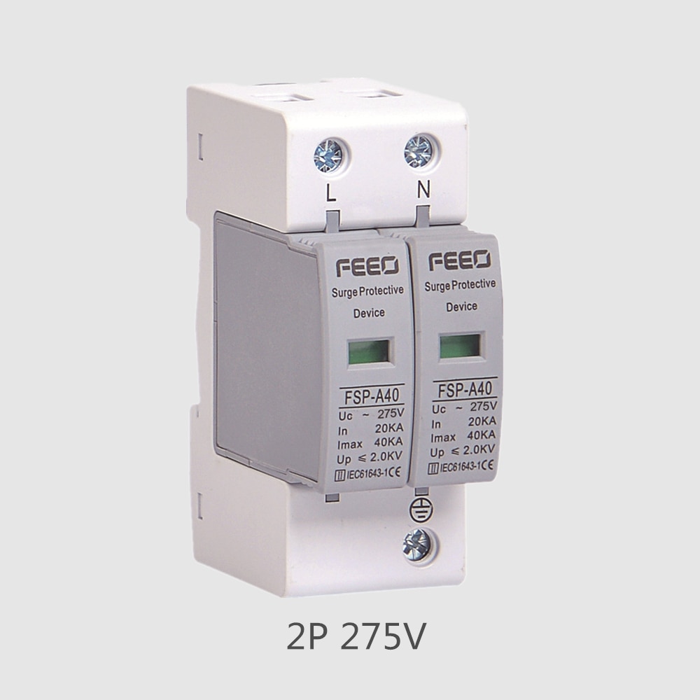 Ac Spd 2p 20ka~40ka 275v Surge Protector Protection Protective Low-Voltage Arrester Device ...