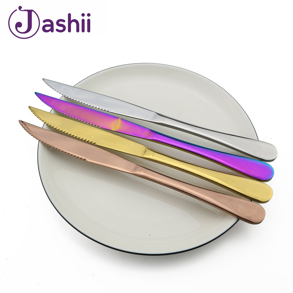 Multi-Color Stainless Steel Rainbow Sharp Steak Flatware Table Cutlery ...