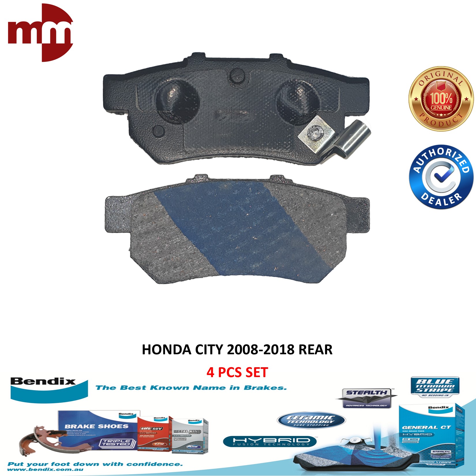 BENDIX GCT Brake Pads for HONDA CITY 2008-2018 REAR (4 PCS SET) DB2289 GCT | Lazada PH