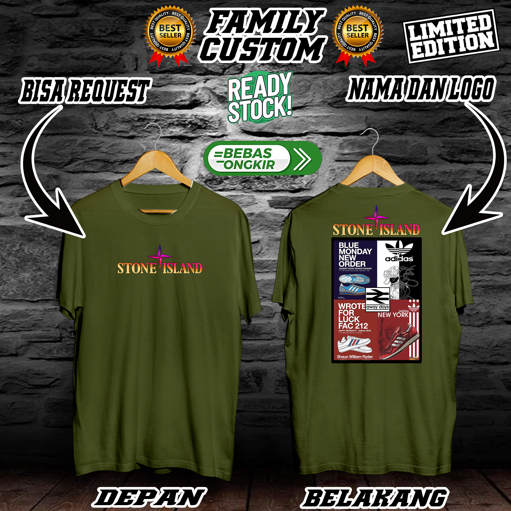 KAOS CUSTOM AESTETIC STONE ISLAND 2 - BISA REQUEST FOTO DAN NAMA ...