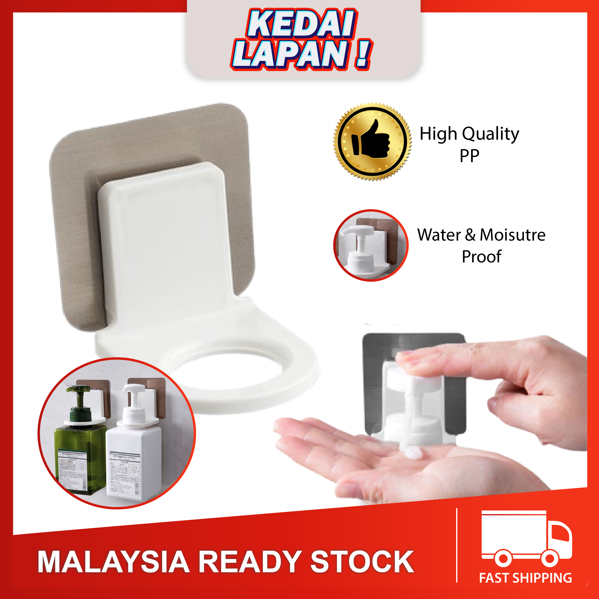 Wall-Mounted Shampoo Storage Rack Bathroom Shower Gel Hook Soap Holder ...