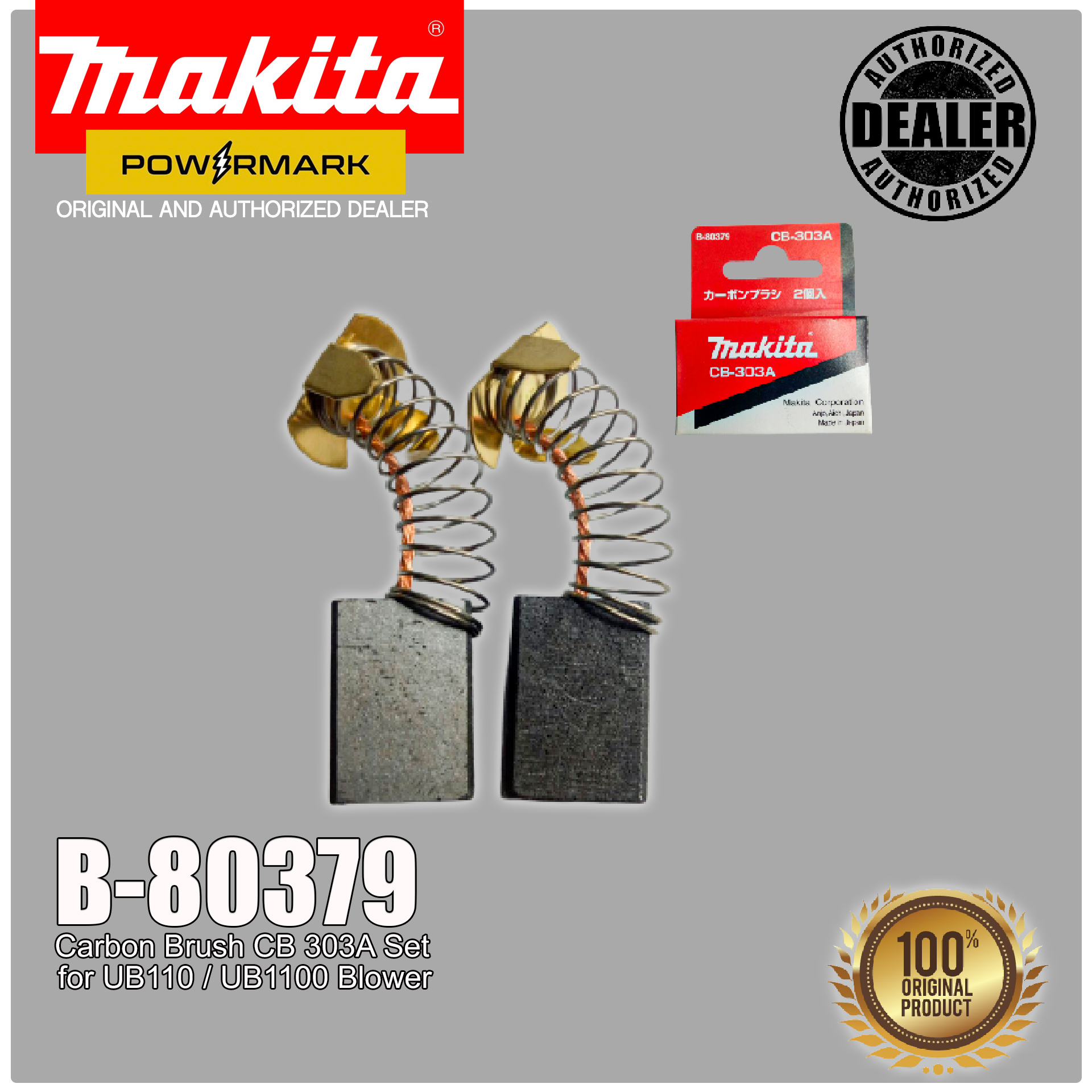 MAKITA B-80379 Carbon Brush CB 303A Set for UB110 / UB1100 Blower ...