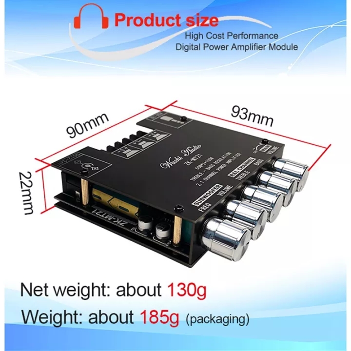 ZK-TB21 TPA3116D2 Bluetooth 5.0 Subwoofer Amplifier Board 50WX2+100W 2. ...