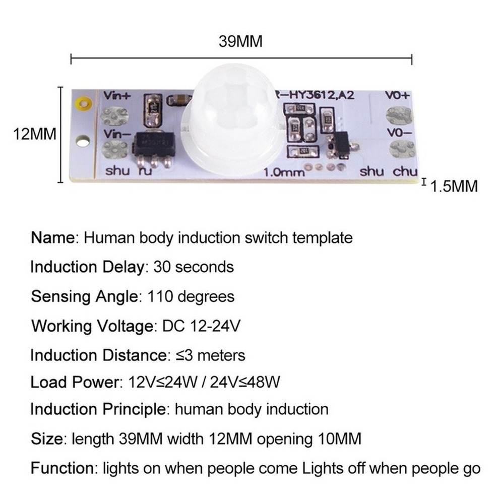 Ouuzuu Dc 12v 24v Ceiling Motion Sensor Switch Module 3a Ir Induction ...