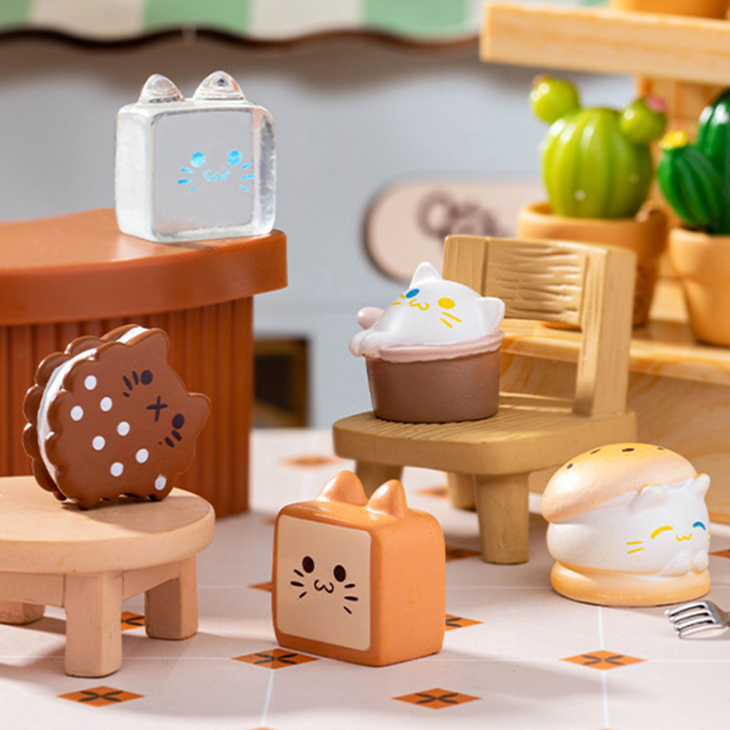 Cartoon Dessert Biscuit Burger Cat Micro Landscape Ornaments Figurine ...