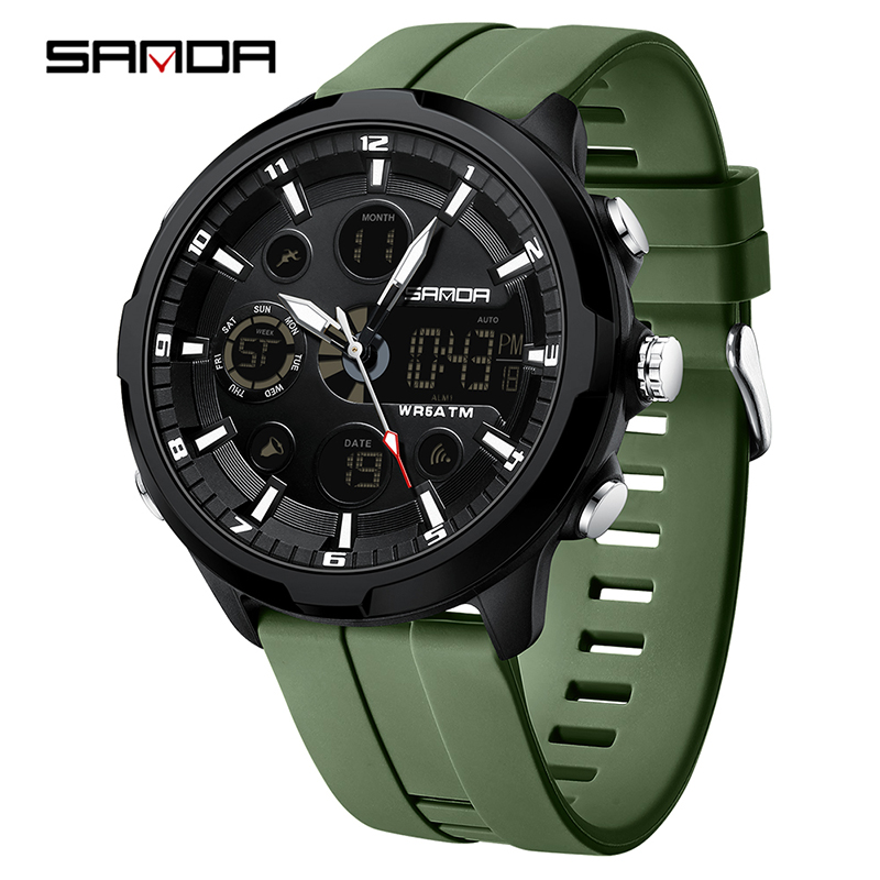 Sanda New Electronic Men Fashion and Leisure Watch Waterproof Night ...