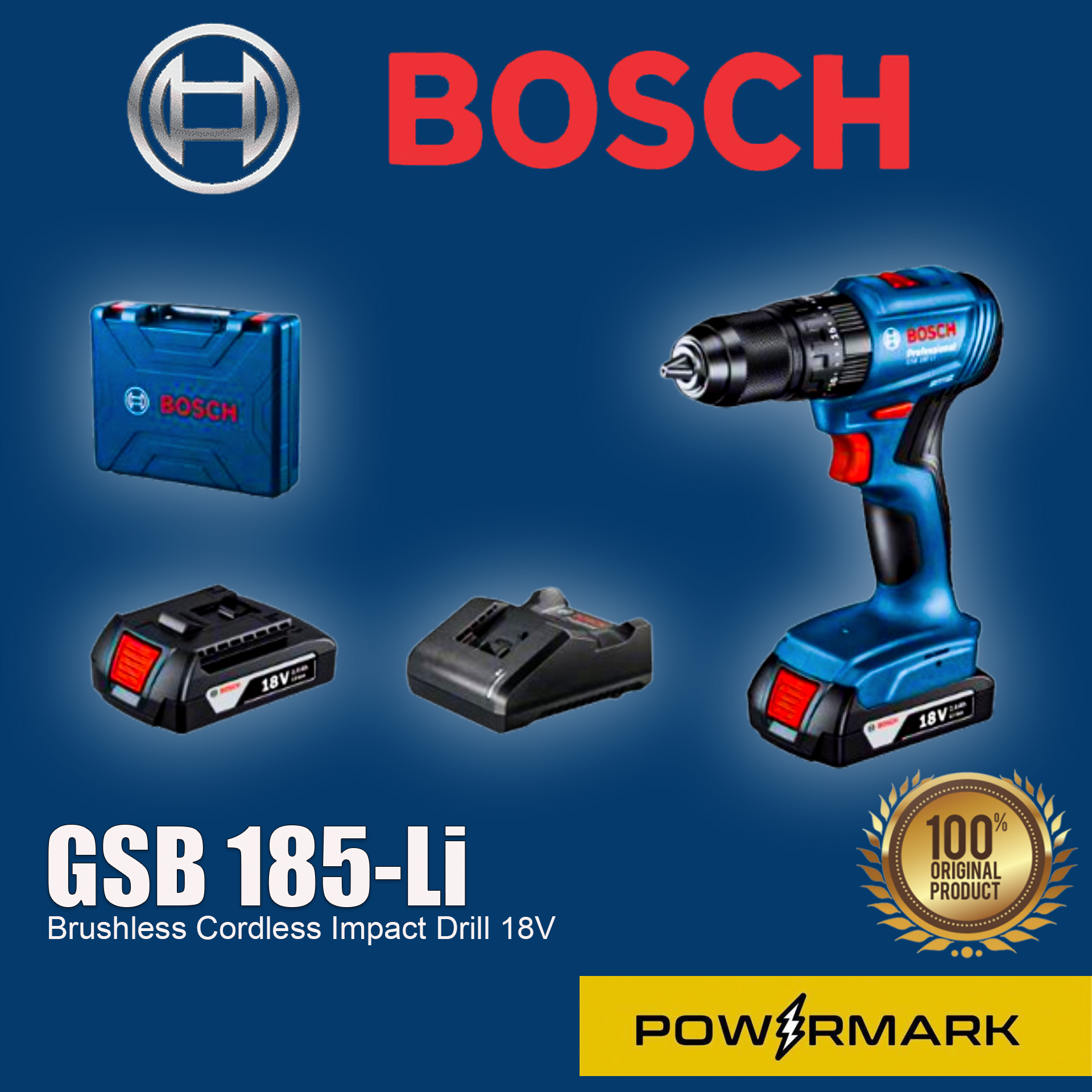 BOSCH GSB 185-Li Brushless Cordless Impact Drill 18V [POWERMARK | BCT ...