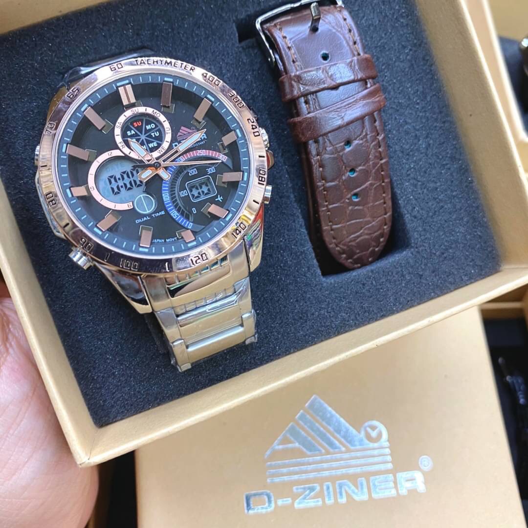D-ZINER นาฬิกาแท้ กันน้ำ 30m. แถมฟรีกล่องแบรนด์ ฟรีผ้าเช็ด เซ็ทเวลา ...