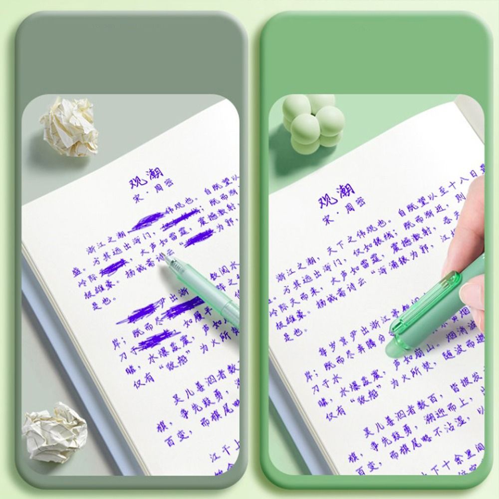 Creative Aesthetic Thermal Eraser Pen Black Blue Ink Cartoon Erasable ...