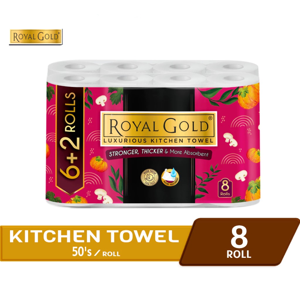 SKM Royal Gold Luxurious White Kitchen Towel Tissue (50's x 8 Rolls ...