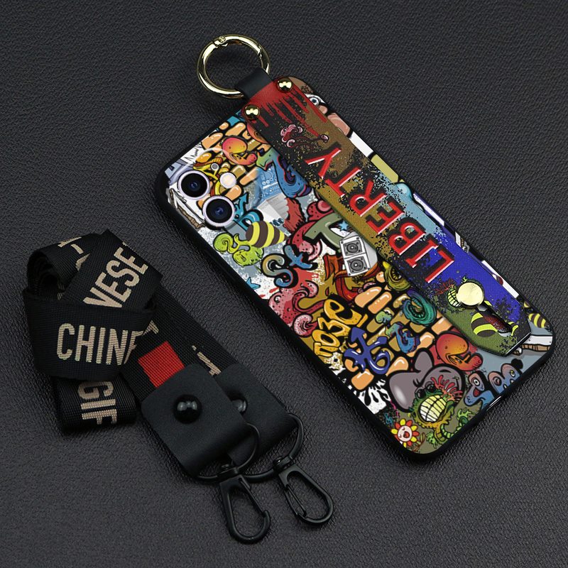 personality Lanyard Phone Case For iphone 12 Mini ring Graffiti Back ...