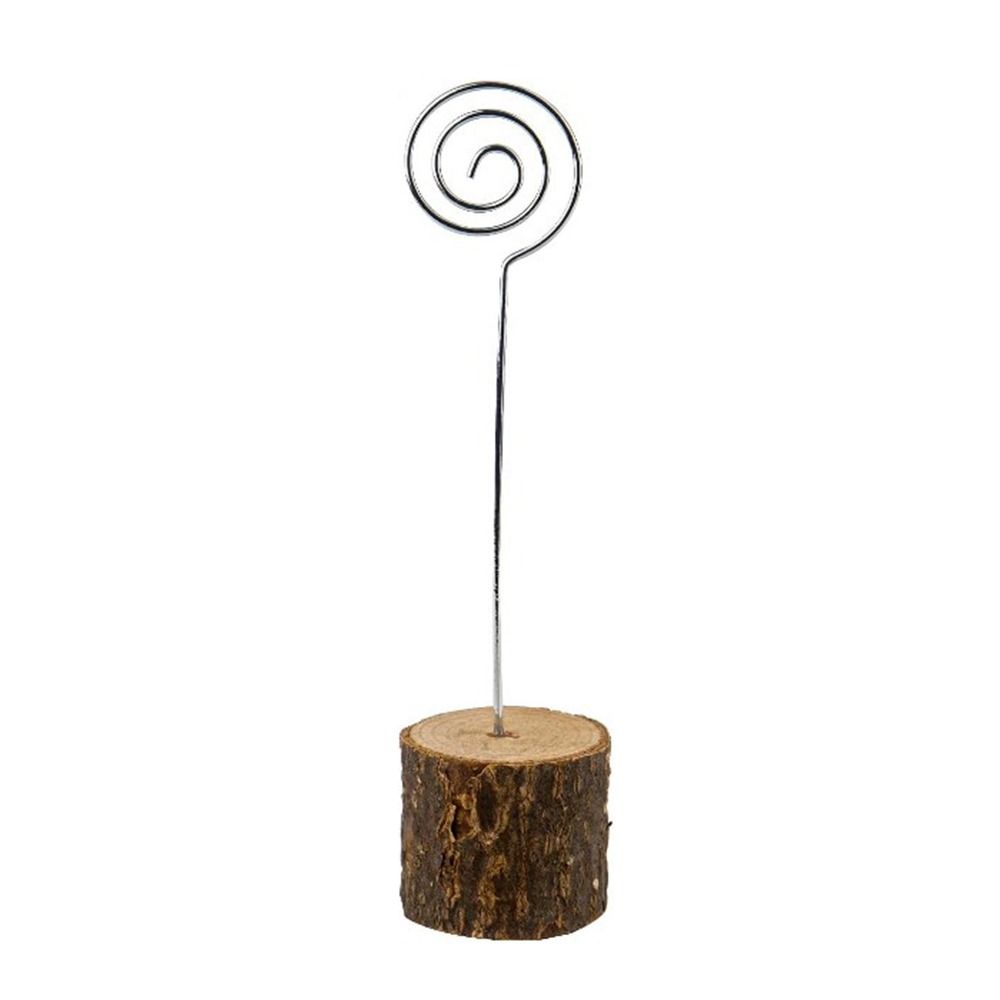 Natural With Swirl Wire Bark Memo Holder Stand Picture Photo Wood Place ...