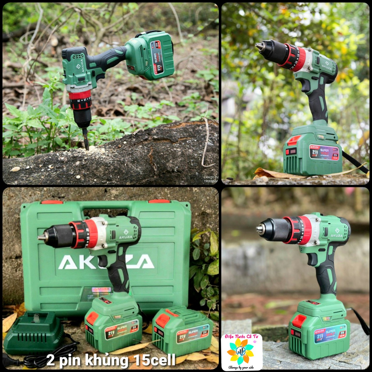 Máy khoan pin cao cấp Akuza K1 pro 13mm không chổi than siêu mạnh 2 pin khủng 15 cell | Lazada.vn