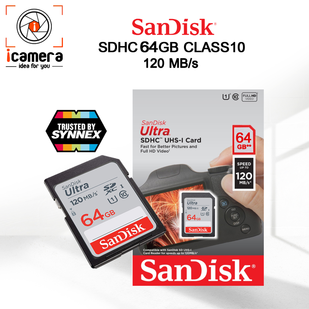 Sandisk Memory SDHC Ultra 64GB UHS-I 120 MB/s Class10 - SD - icamera ...